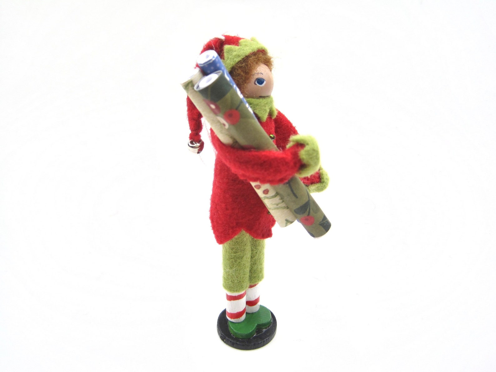 Wrapping Paper Elf Elf Wrapping Presents Wooden and Felt | Etsy