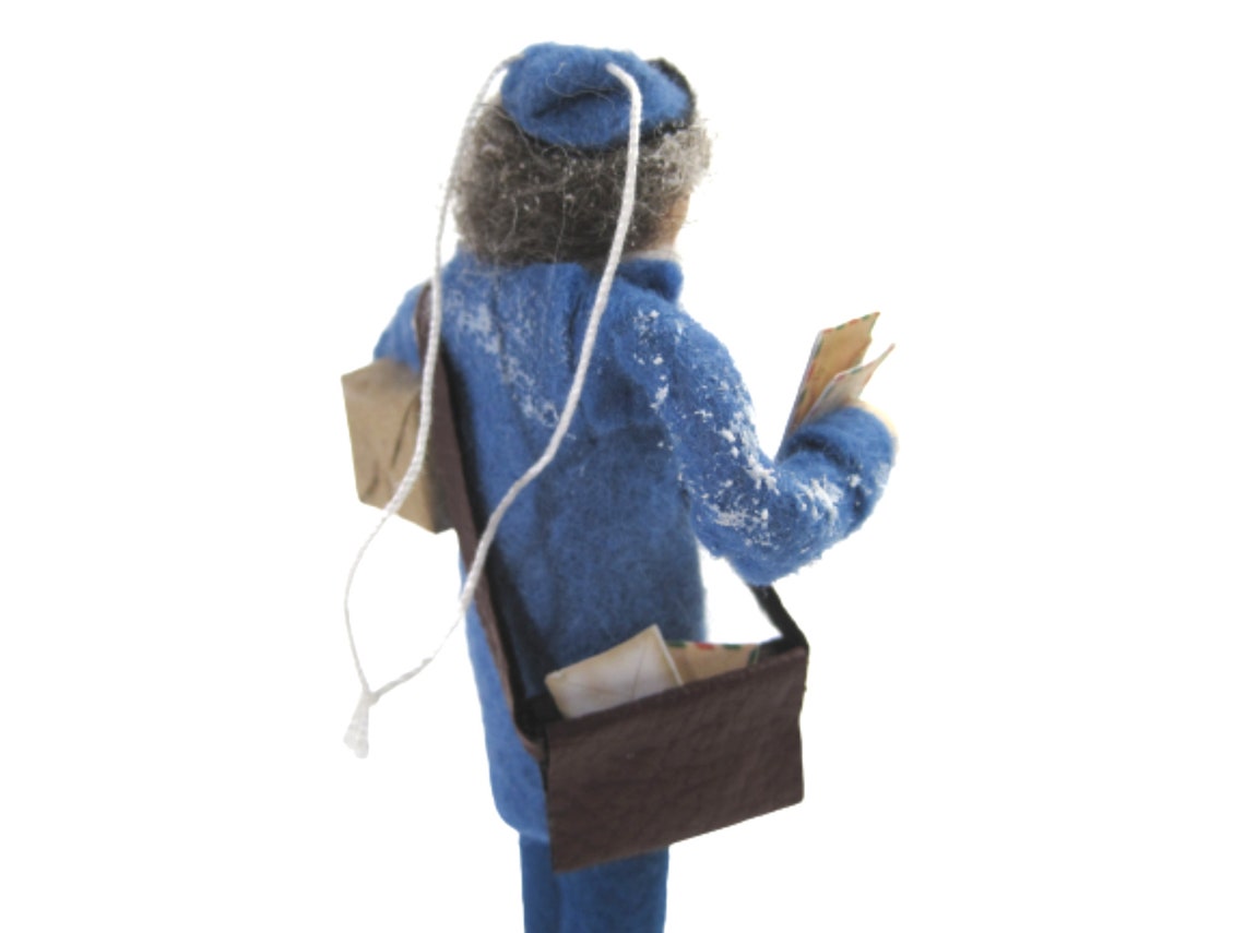 Winter Mailman Wooden Ornament Postman Carrying Christmas - Etsy