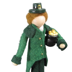 Irish Leprechaun Wooden Ornament With Miniature Pot of Gold - St ...