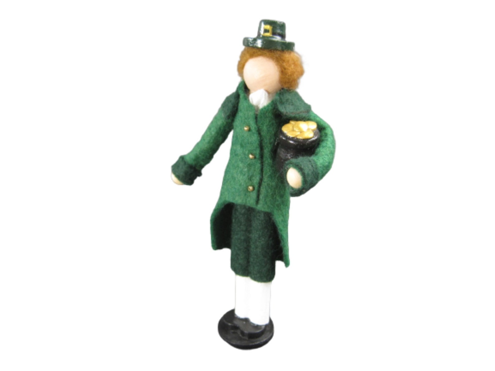 Irish Leprechaun Wooden Ornament With Miniature Pot of Gold - St ...