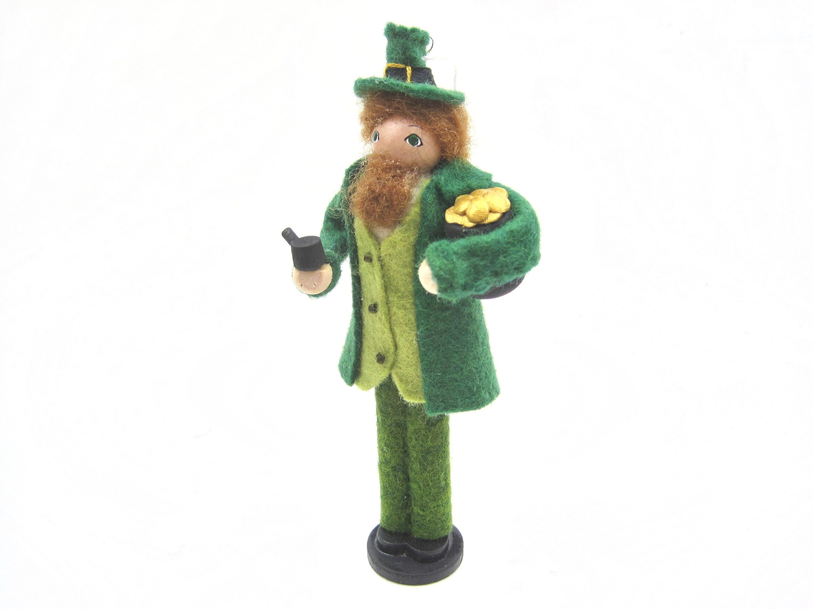 Leprechaun with Pipe and Pot of Gold Wooden Ornament Gifts | Etsy