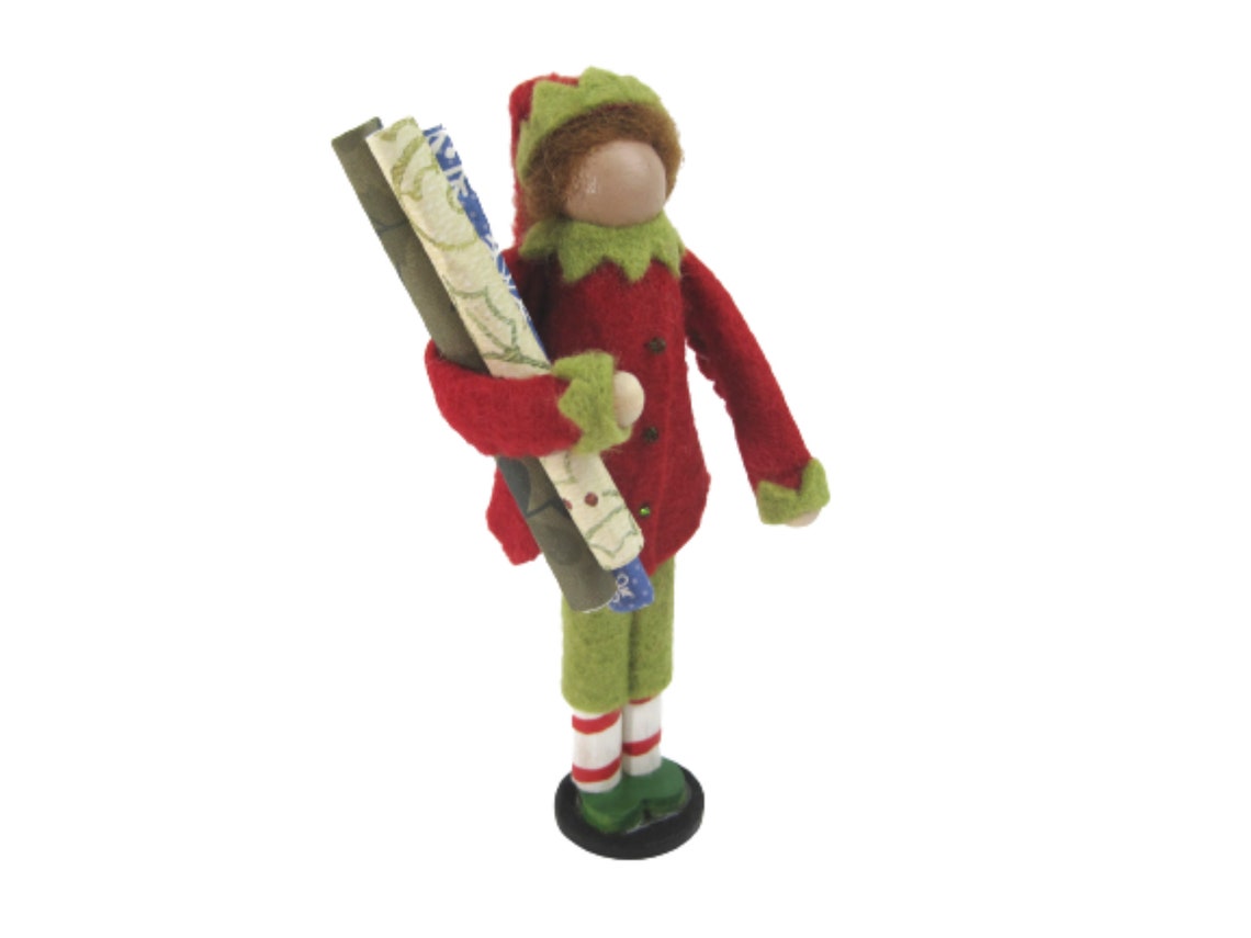 Wrapping Paper Elf Elf Wrapping Presents Wooden and Felt - Etsy
