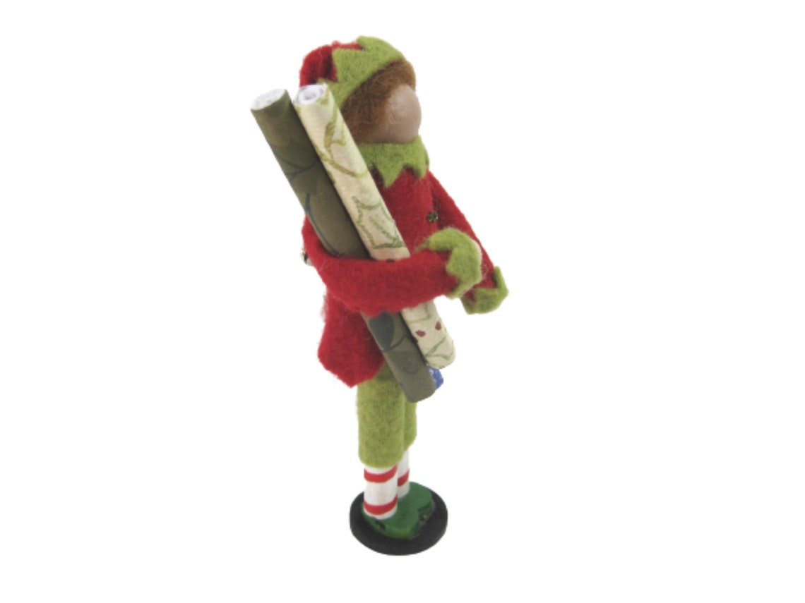 Wrapping Paper Elf Elf Wrapping Presents Wooden and Felt - Etsy