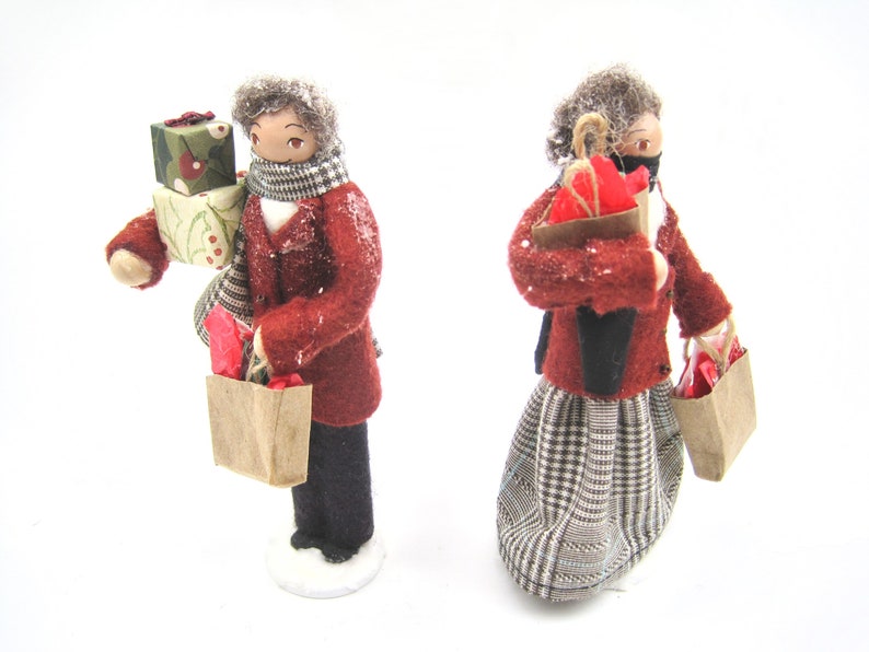 Christmas Shoppers Wooden Ornaments Choose Between Boy or | Etsy