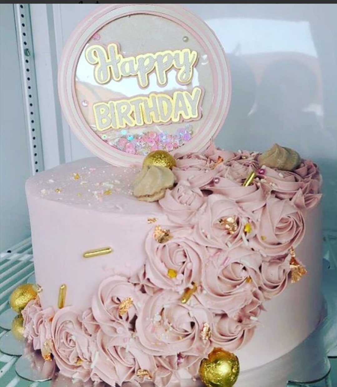 Round Happy Birthday Cake Topper Shaker - Etsy