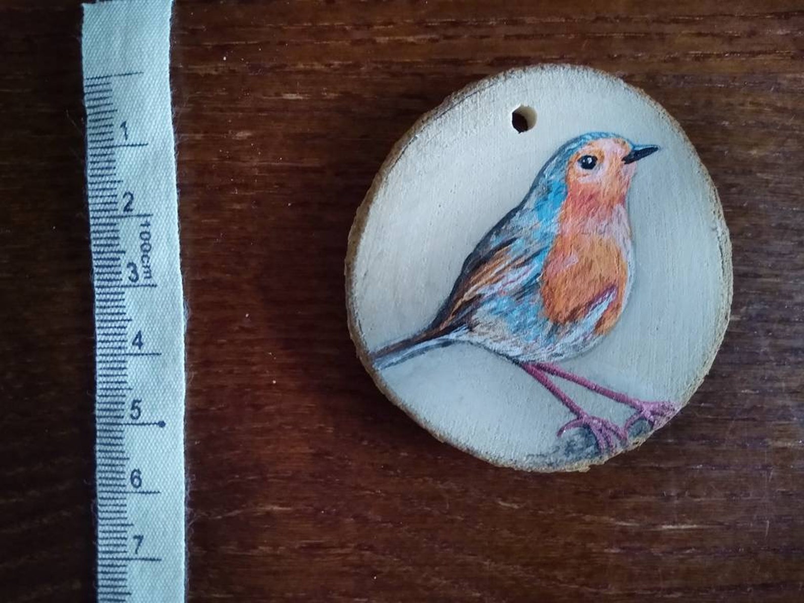 Wooden Slices Art. Wooden Slice Home Décor.wooden Ornament. Robin Bird ...
