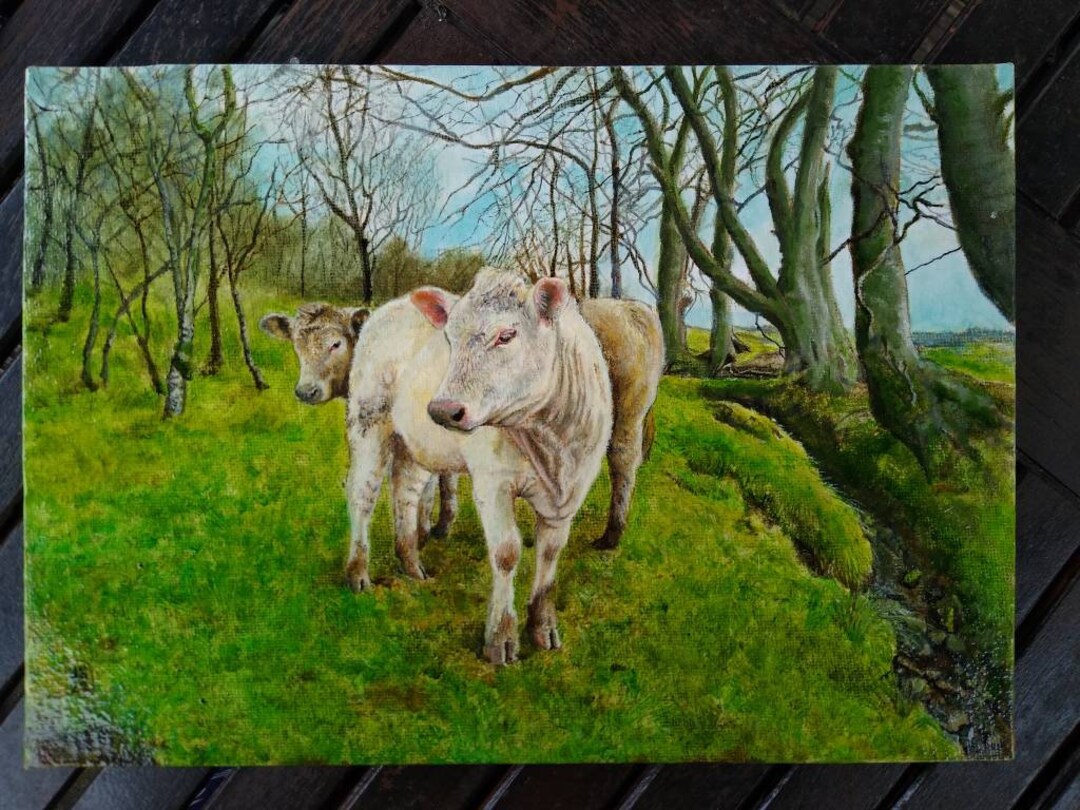 Farmers Cows Field Original Oil Painting.oil Landscape With Cows. - Etsy
