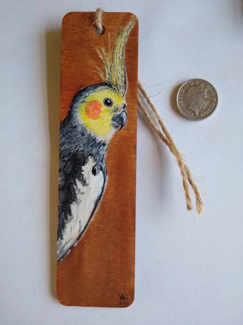 Botanical Book Mark Art. Cockatiel Book Mark.parrot Wooden Book Mark ...