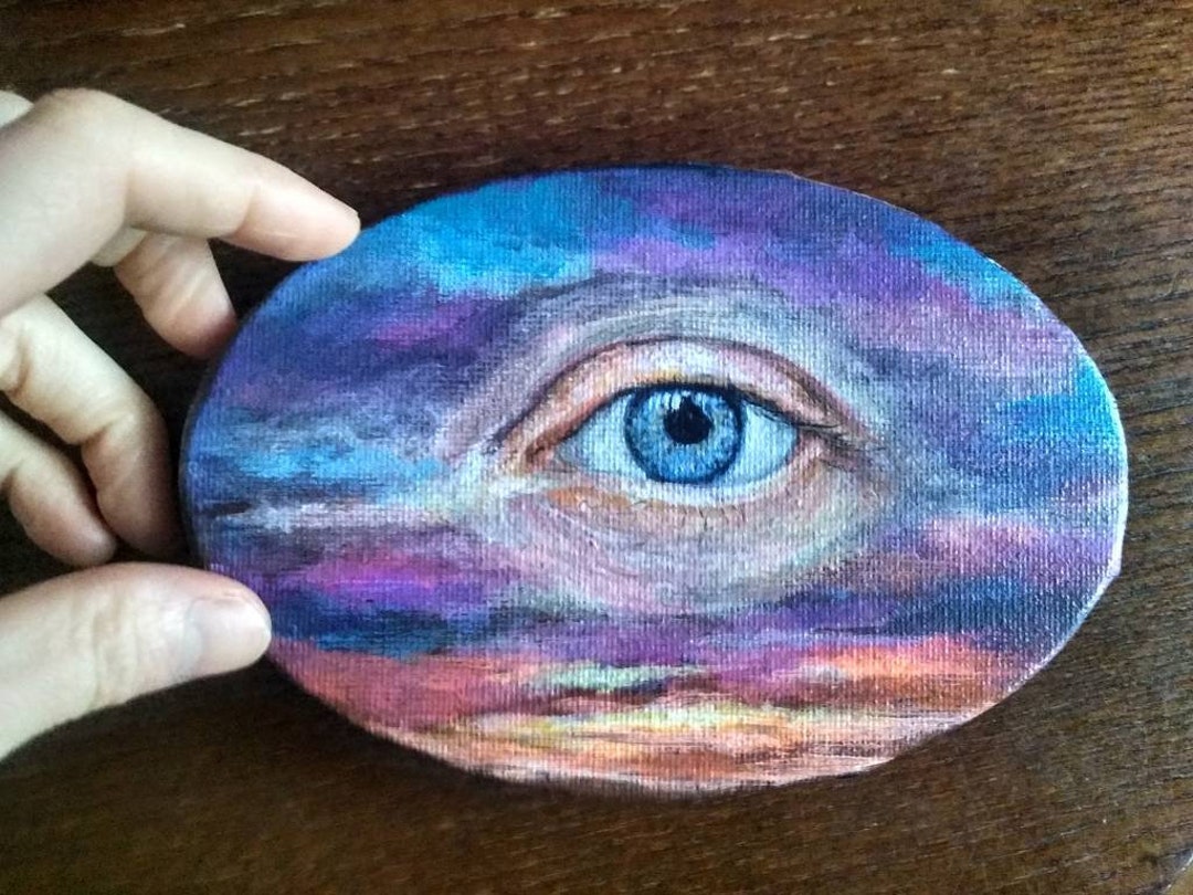Stellar Insight.painted Eye Miniature Canvas Art.little Third Eye ...