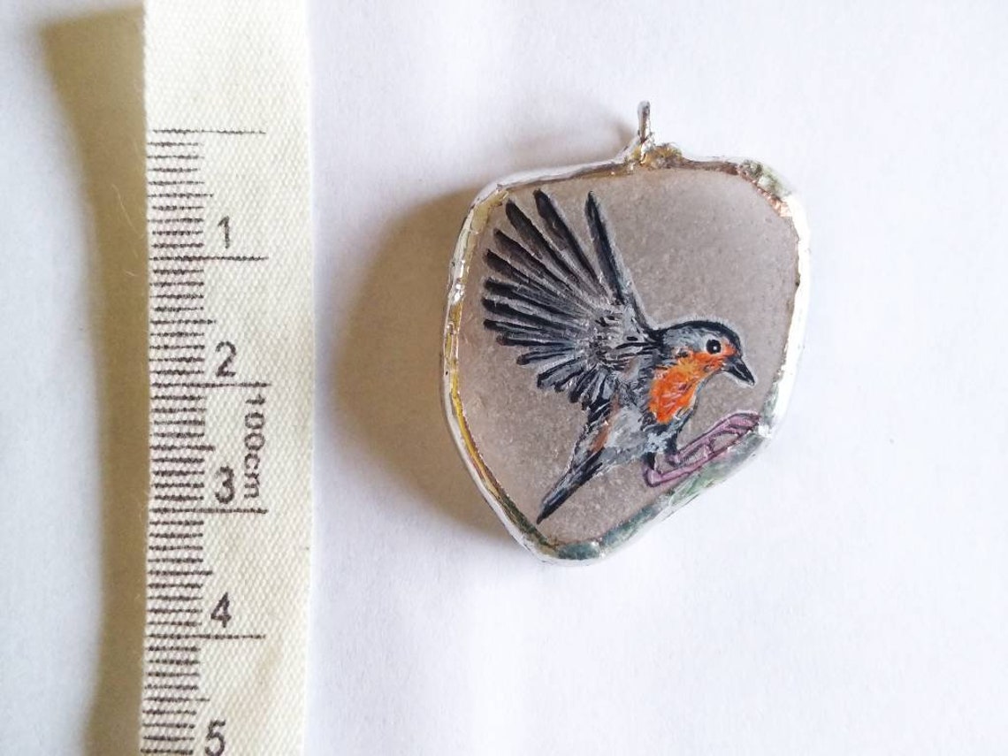 Sea Glass Painted Robin Pendant.robin Decoration - Etsy