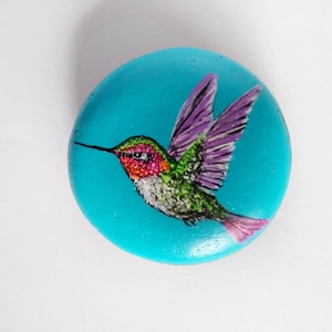 Hummingbird Stone Art.mandala Rock.painting.bird Stone - Etsy UK