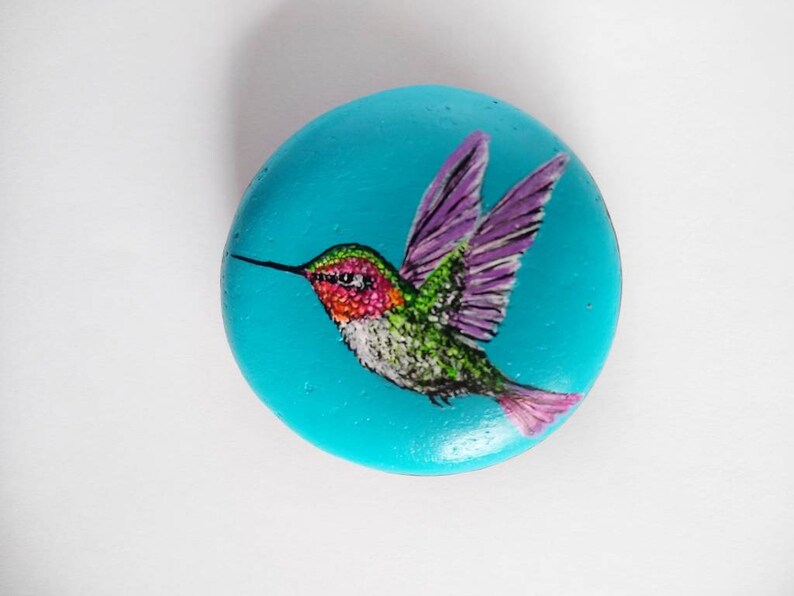 Hummingbird Stone Art.mandala Rock.painting.bird Stone - Etsy UK