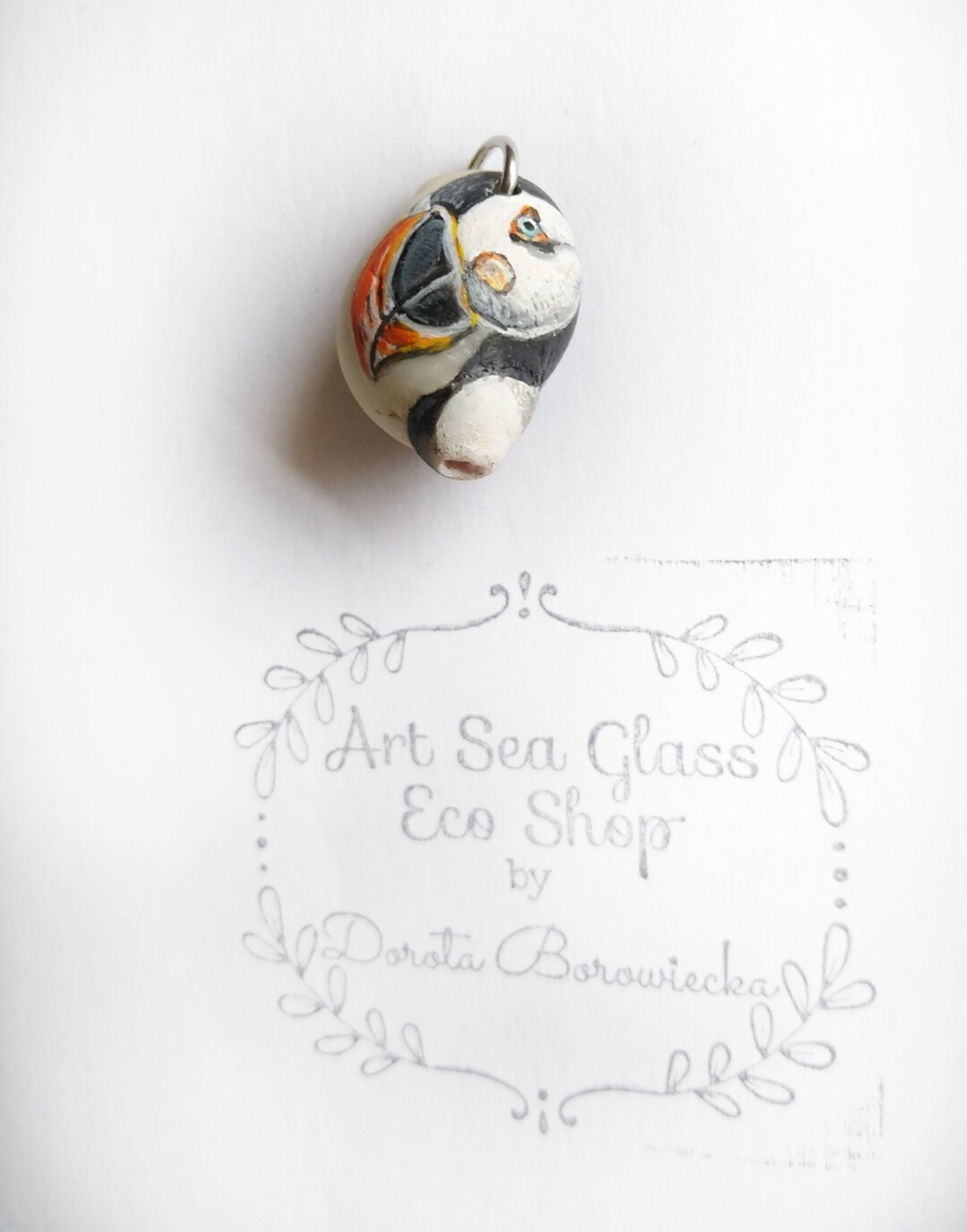 Sea Shell Miniature Art .hand Painted Puffin Bird Sea Shell Pendant ...