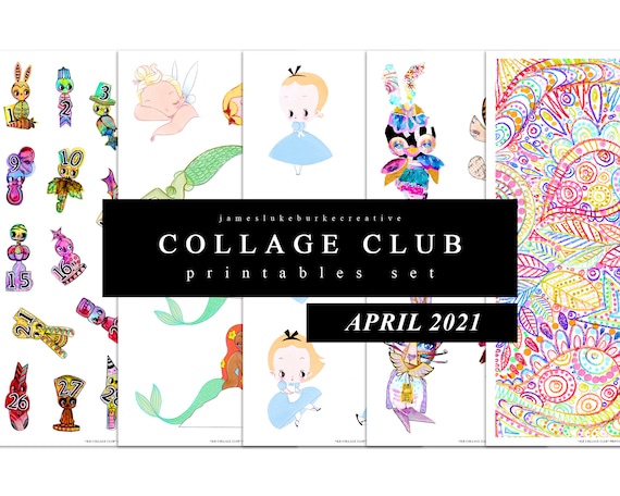 COLLAGE CLUB APRIL 2021 Printables by Jameslukeburkecreative - Etsy