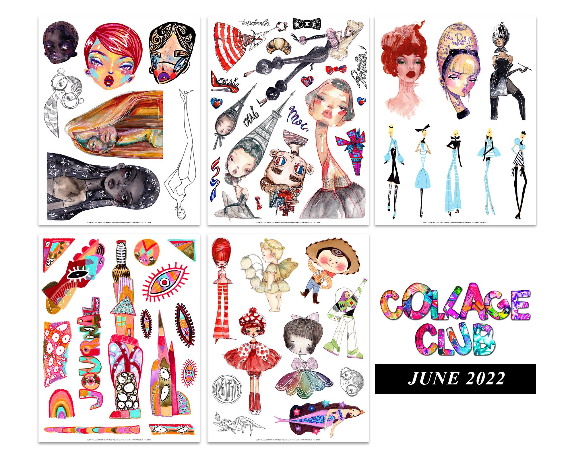COLLAGE CLUB [JUNE 2022] Printables by Jameslukeburkecreative - Etsy