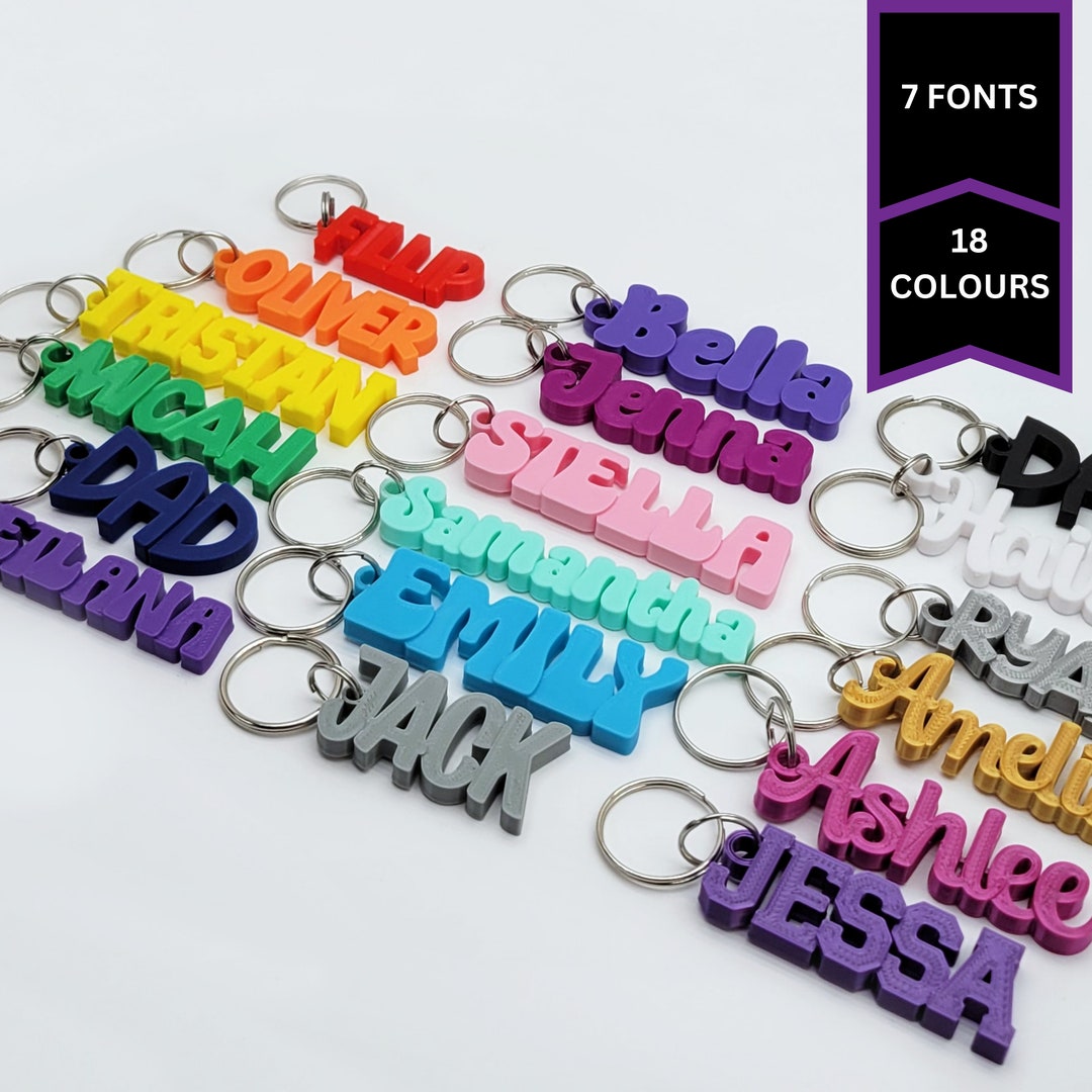 Name Keychain - Personalized Key Ring - 3d Printed Custom Name Charm ...