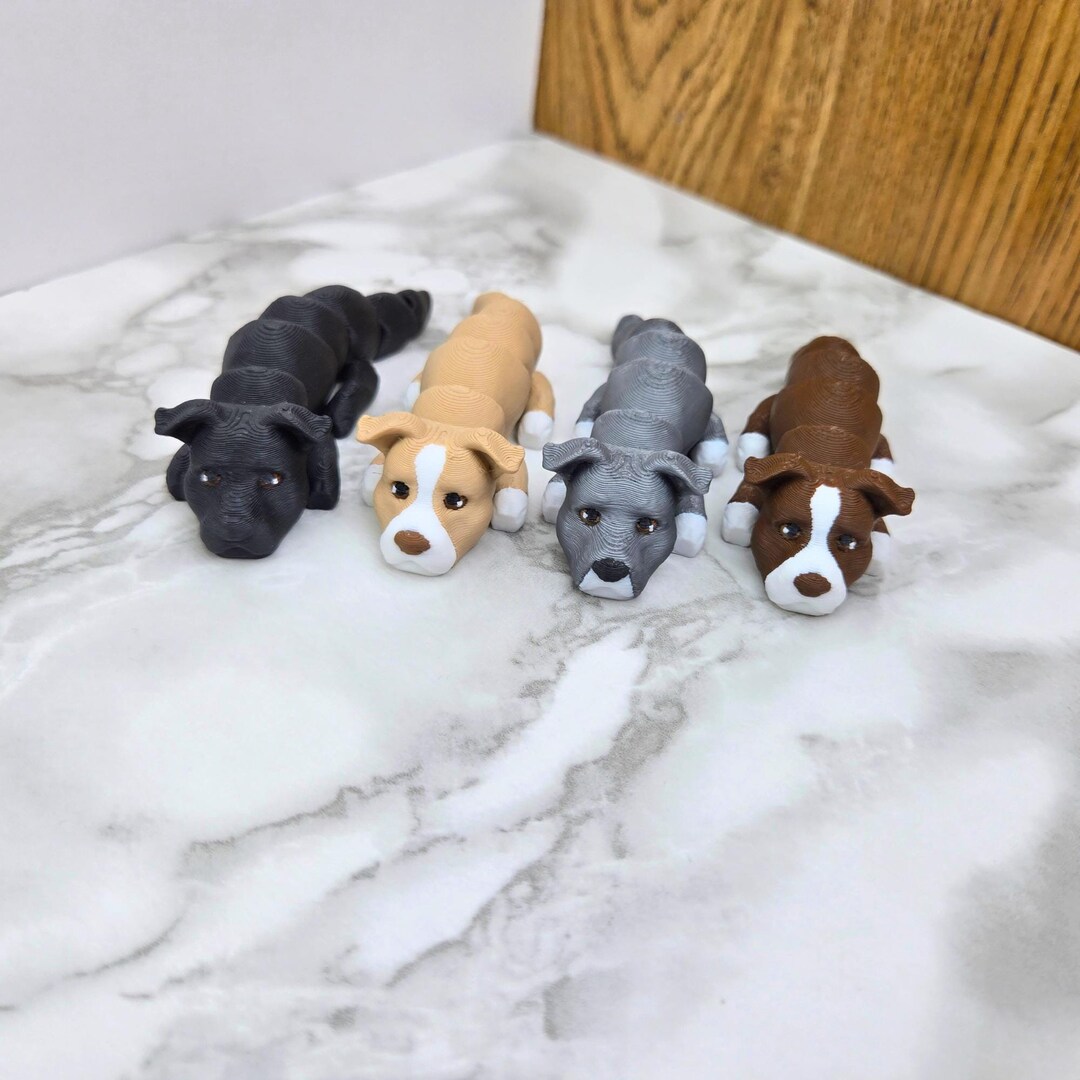Pit Bull Flexi Toy, Flexible Pit Bull Keychain, Articulated Dog Fidget ...