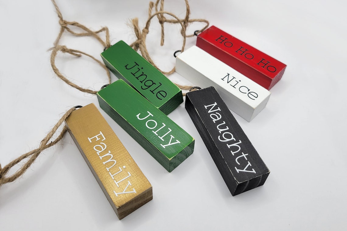 Custom Wood Block Christmas Ornaments Rustic Farmhouse Wood - Etsy