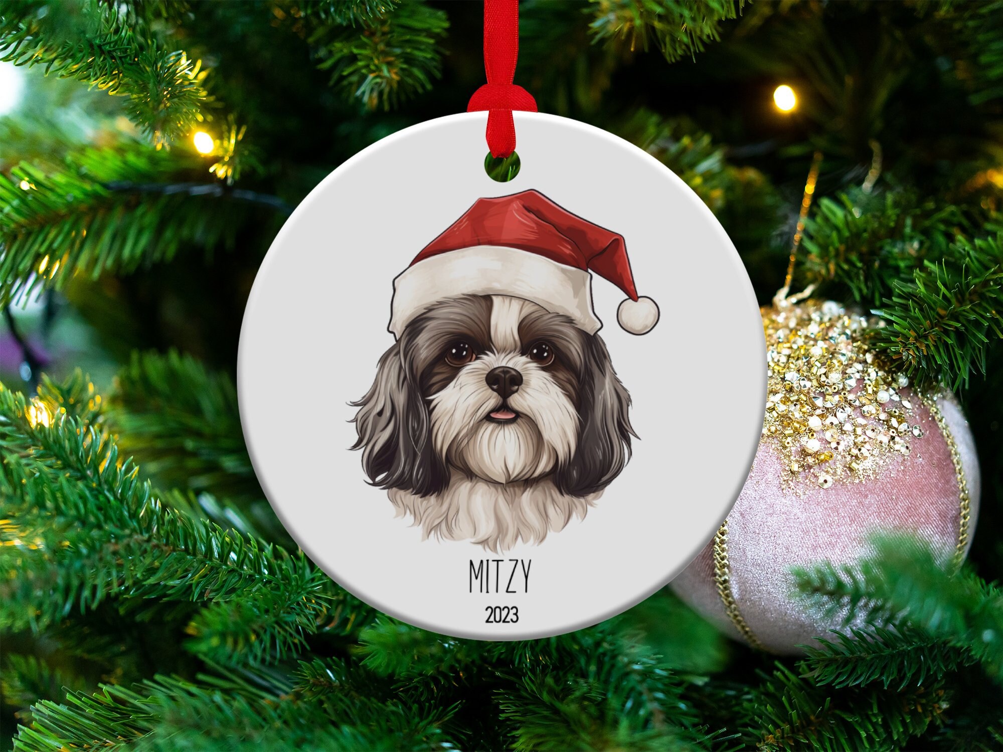 Shih Tzu Ornament, Shih Tzu Christmas Ornament, Shih Tzu Dog Ornament ...