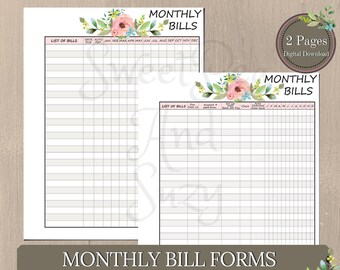 Bill chart | Etsy