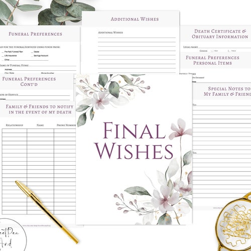 Final Wishes Printable End of Life Planner to Fill in Your - Etsy