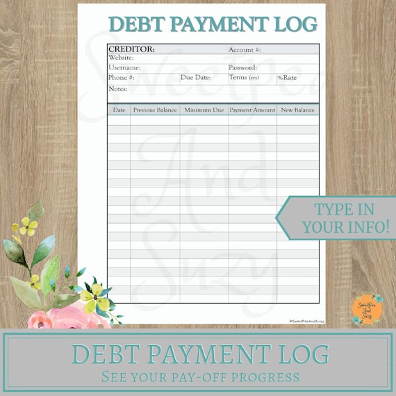Debt Payment Log Debt Tracker Debt Snow Ball See Your | Etsy