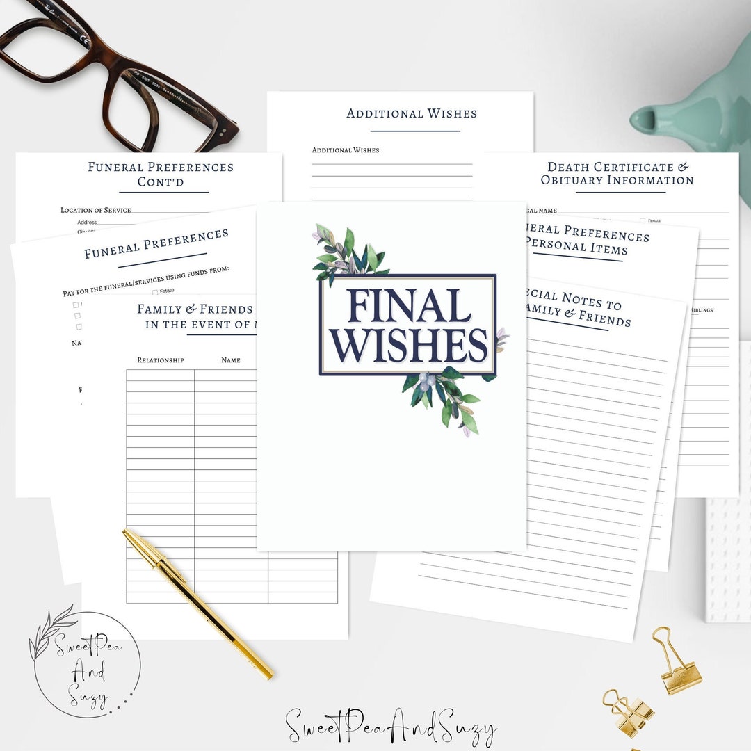 Final Wishes, Printable End of Life Planner, Let Your Family Know Your ...