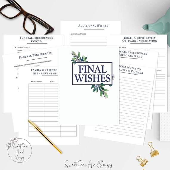 Final Wishes Printable End of Life Planner Let Your Family - Etsy Australia