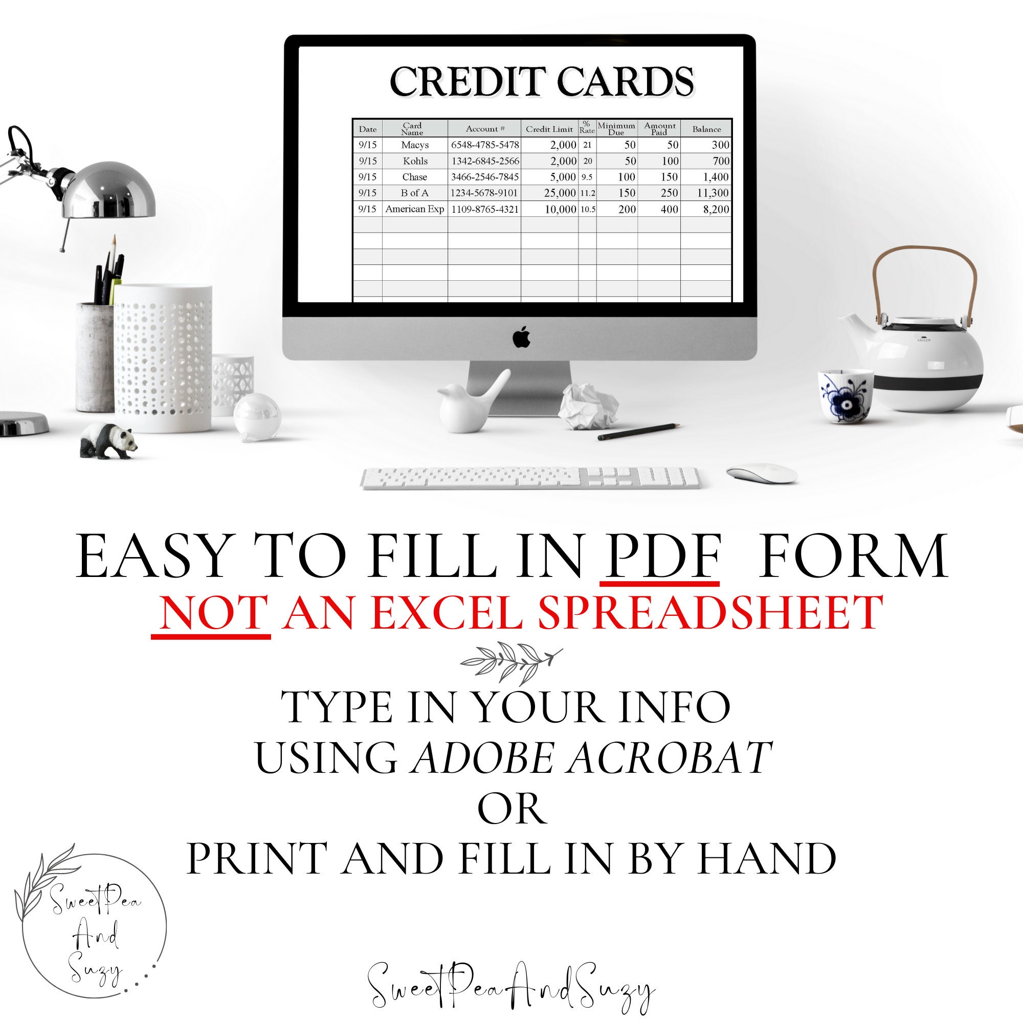 Credit Card Payment Tracker, Debt Payoff, Monthly Credit Card Payments ...