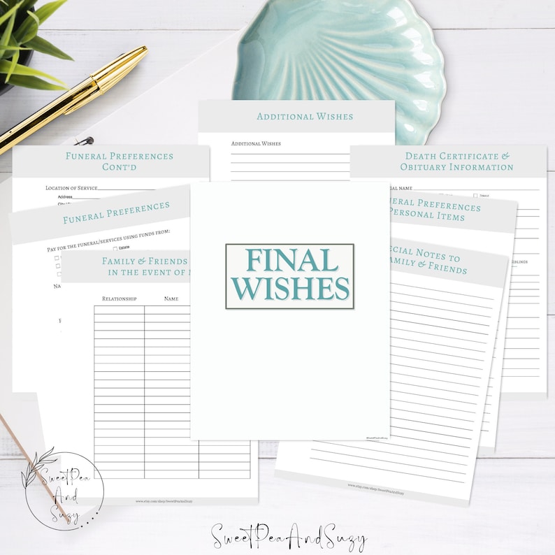 Final Wishes, Printable End of Life Planner, Let Your Family Know Your ...