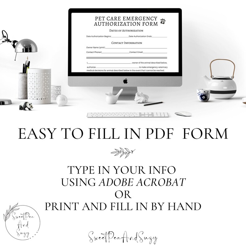 Pet Care Emergency Authorization Form, Pet Care, Pet Sitter, House ...