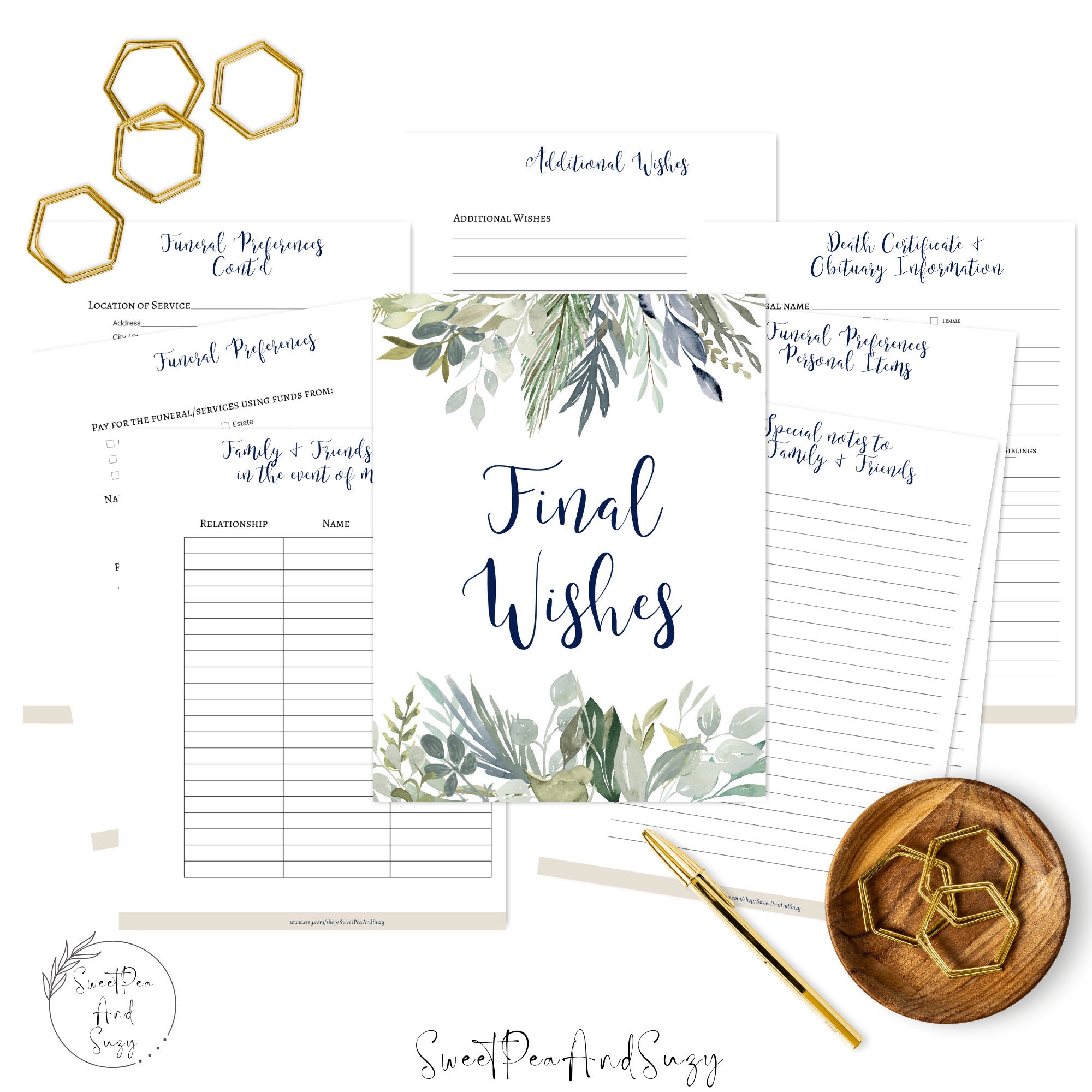 Final Wishes, Printable End of Life Planner to Fill in Your Funeral or ...