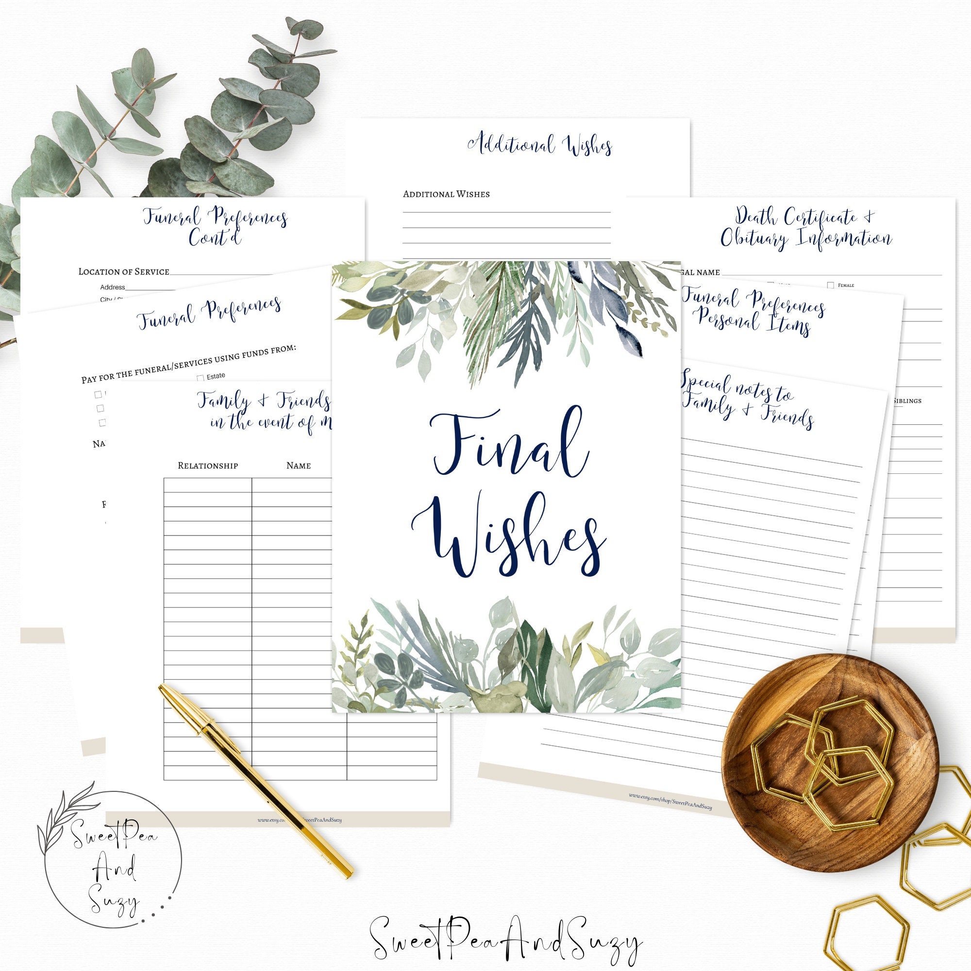 Final Wishes, Printable End of Life Planner to Fill in Your Funeral or ...