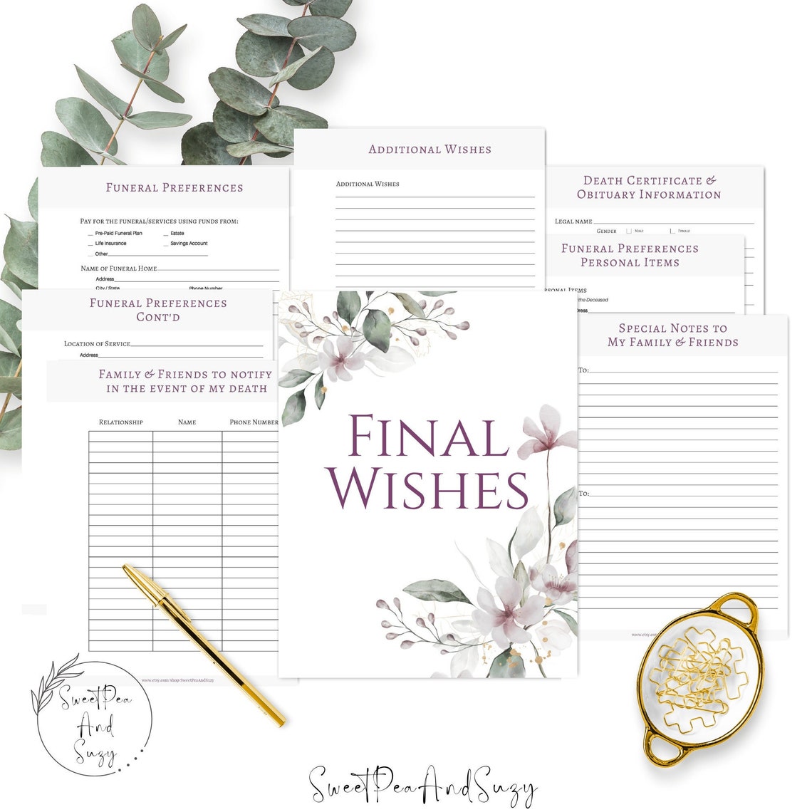Final Wishes, Printable End of Life Planner, Let Your Family Know Your ...