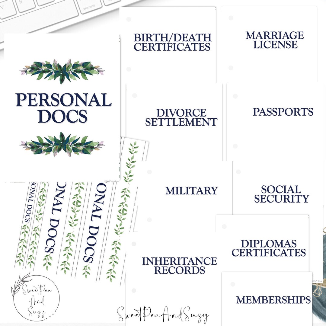 Organize Your EXISTING Personal Documents, Organization Cover Pages for ...