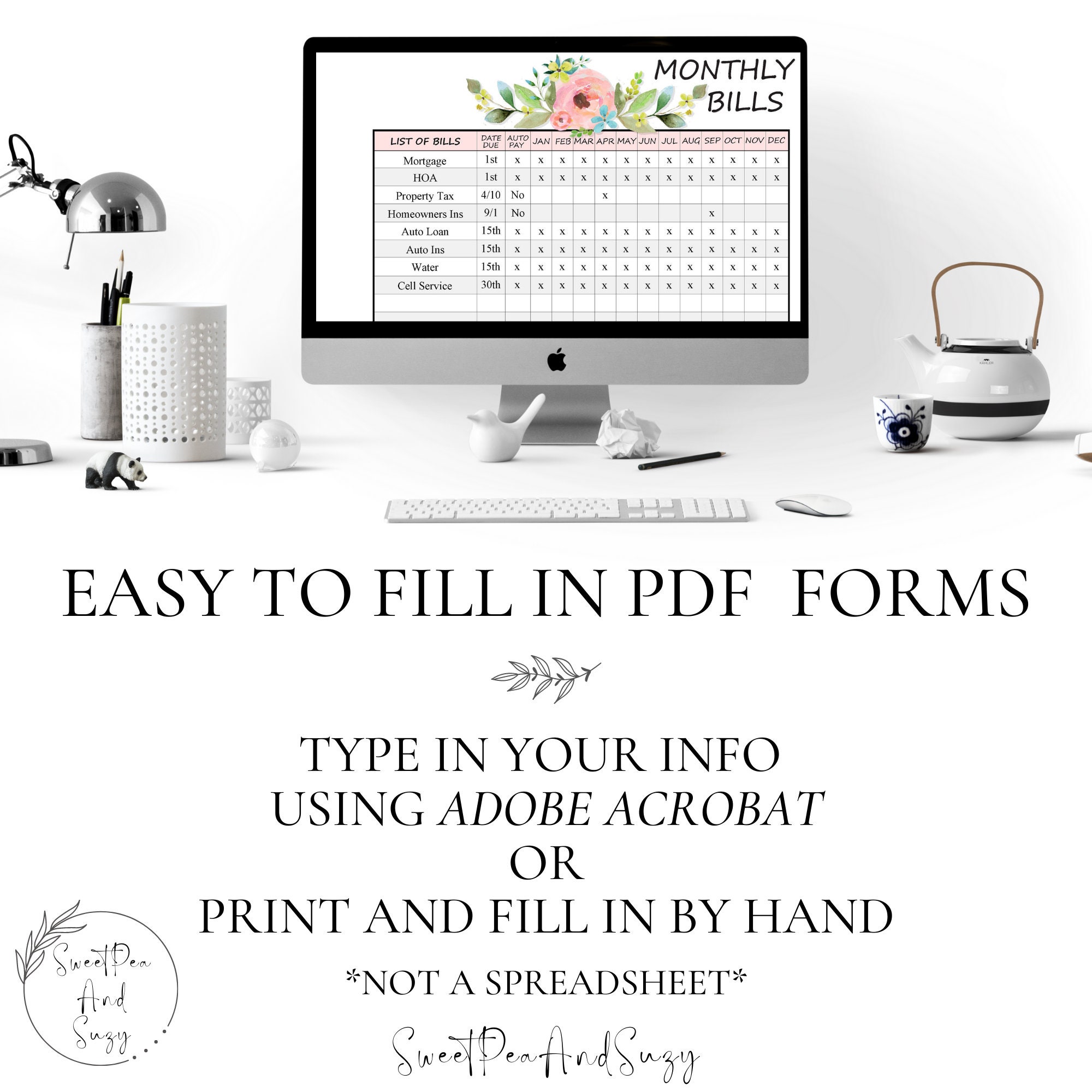 Monthly Bill Forms, See Bills for the Entire Year, in Case of Emergency ...