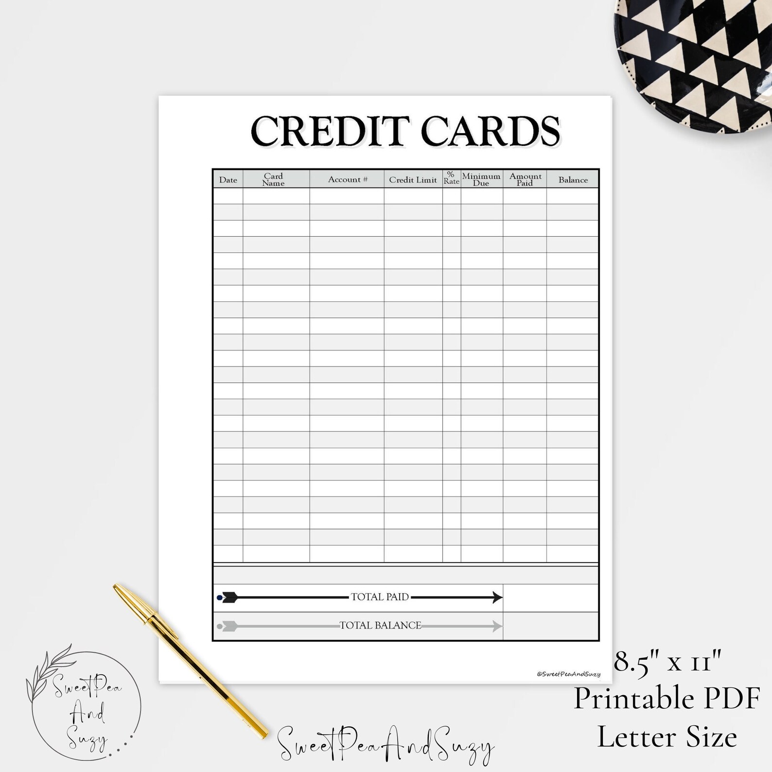 Credit Card Payment Tracker, Debt Payoff, Monthly Credit Card Payments ...