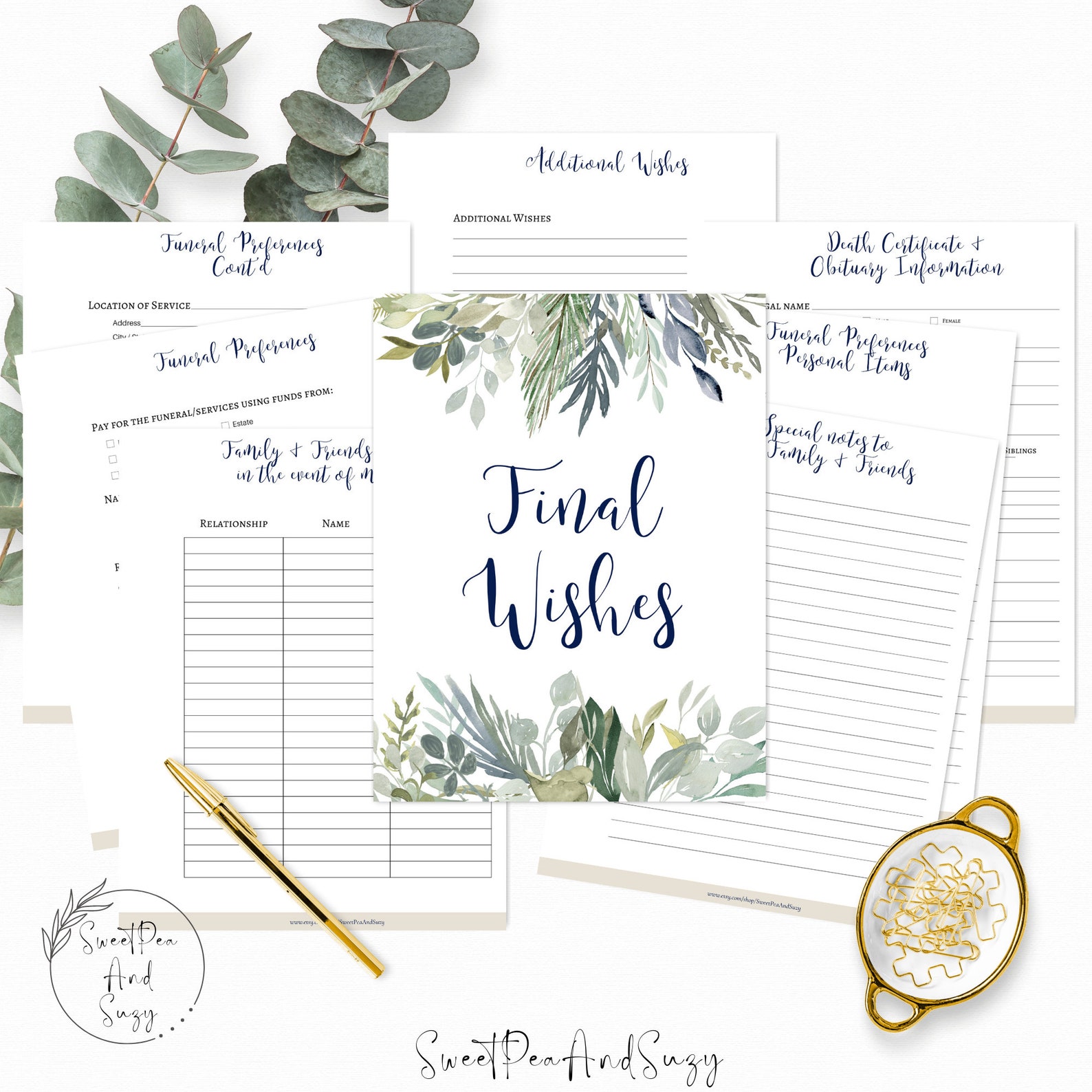 Final Wishes, Printable End of Life Planner to Fill in Your Funeral or ...