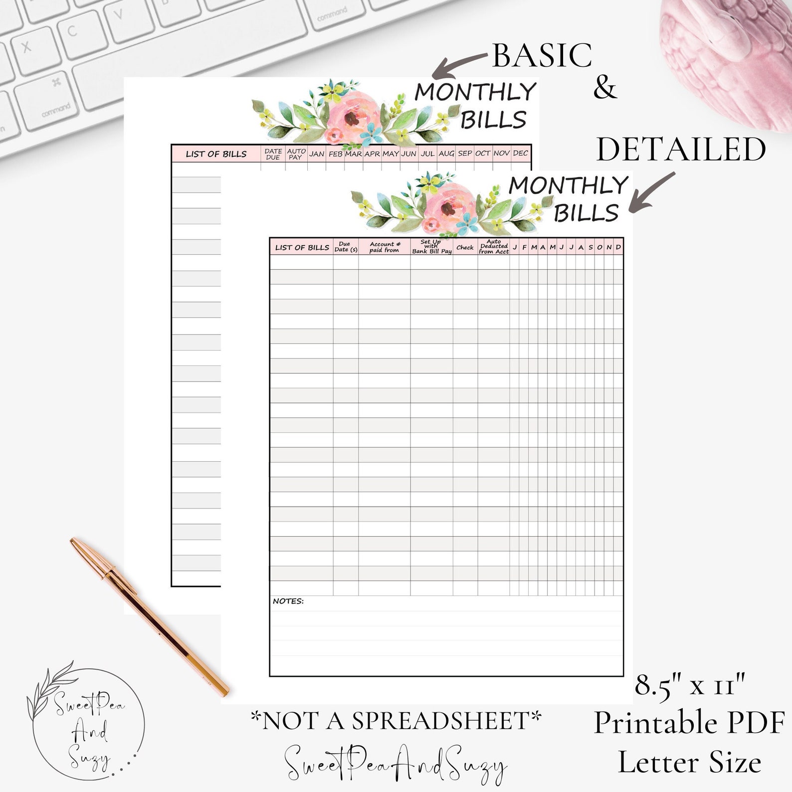Monthly Bill Forms, See Bills for the Entire Year, in Case of Emergency ...