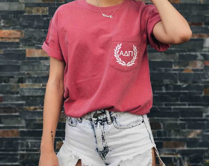 Alpha Delta Pi Adpi Comfort Colors Laurel ΑΔΠ Unisex Pocket T-shirt - Etsy