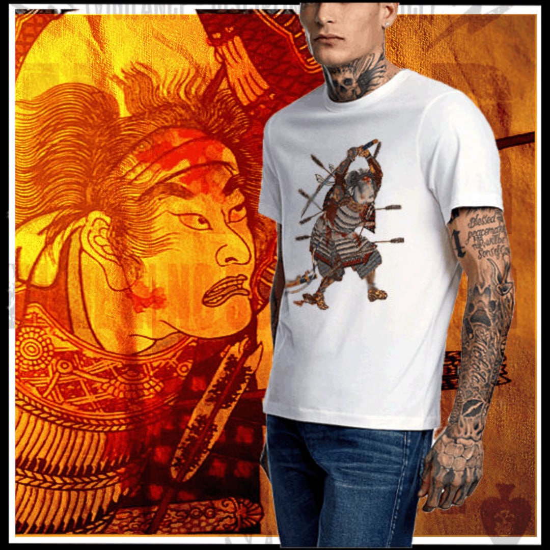 Bloody Samurai Warrior Impaled With Arrows Bravely Charging Into Battle ...