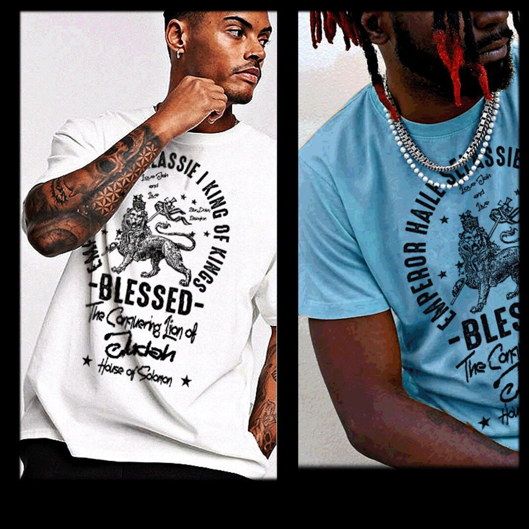 Reggae T-shirt Jah Rastafari Haile Selassie Blessed Rastafarian Reggae ...