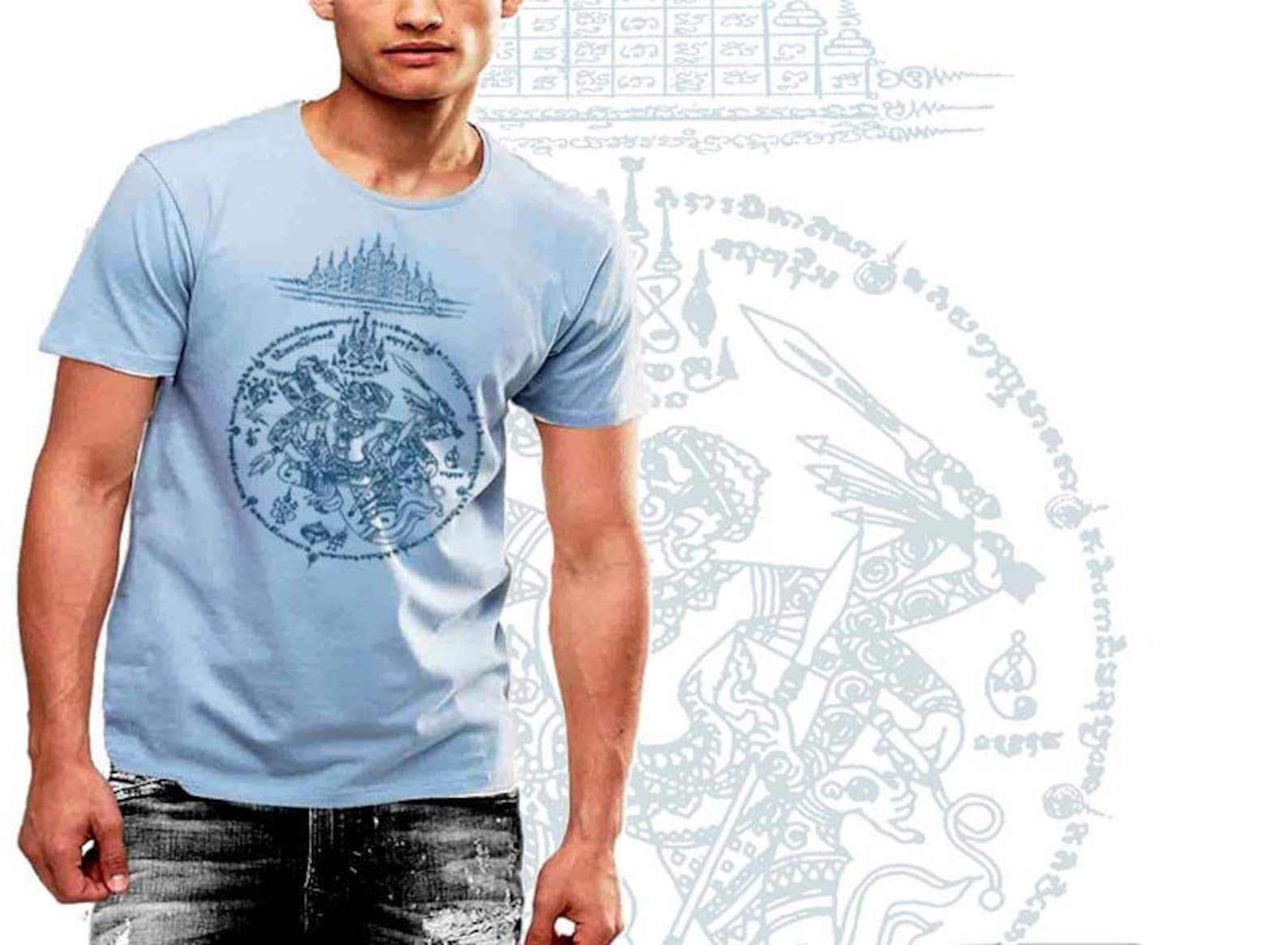 Muay Thai T-shirt Thailand Thai Boxing Yak Sant Circle Design Full ...