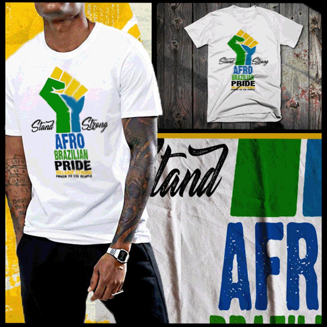 Afro Brazilian Fist T-shirt Flag of Brazil Flag Colors Afro Latino ...