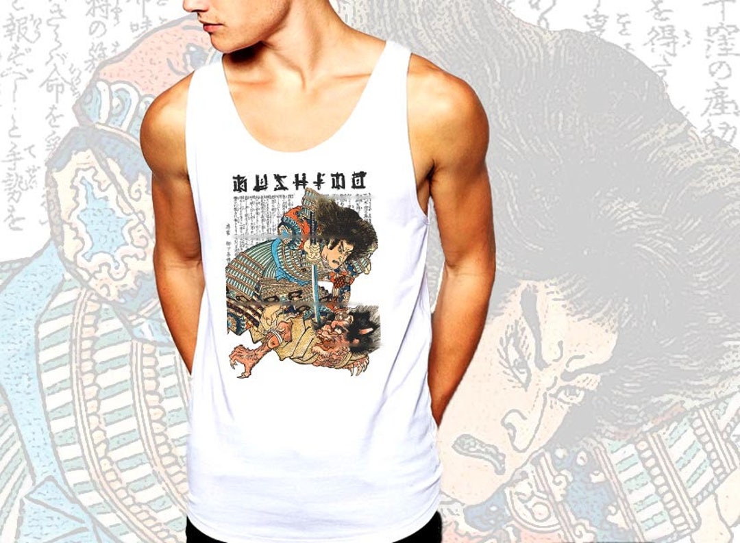 Samurai Tank Top Bushido Warface Warrior Fighting Oni Men Cotton Tank ...