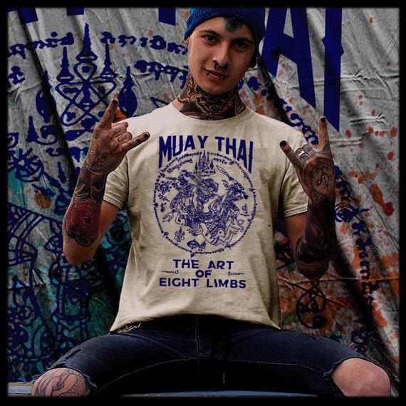 Yak Tattoos Muay Thai T Shirt Thai Boxing Yak Sant Full Contact Cotton