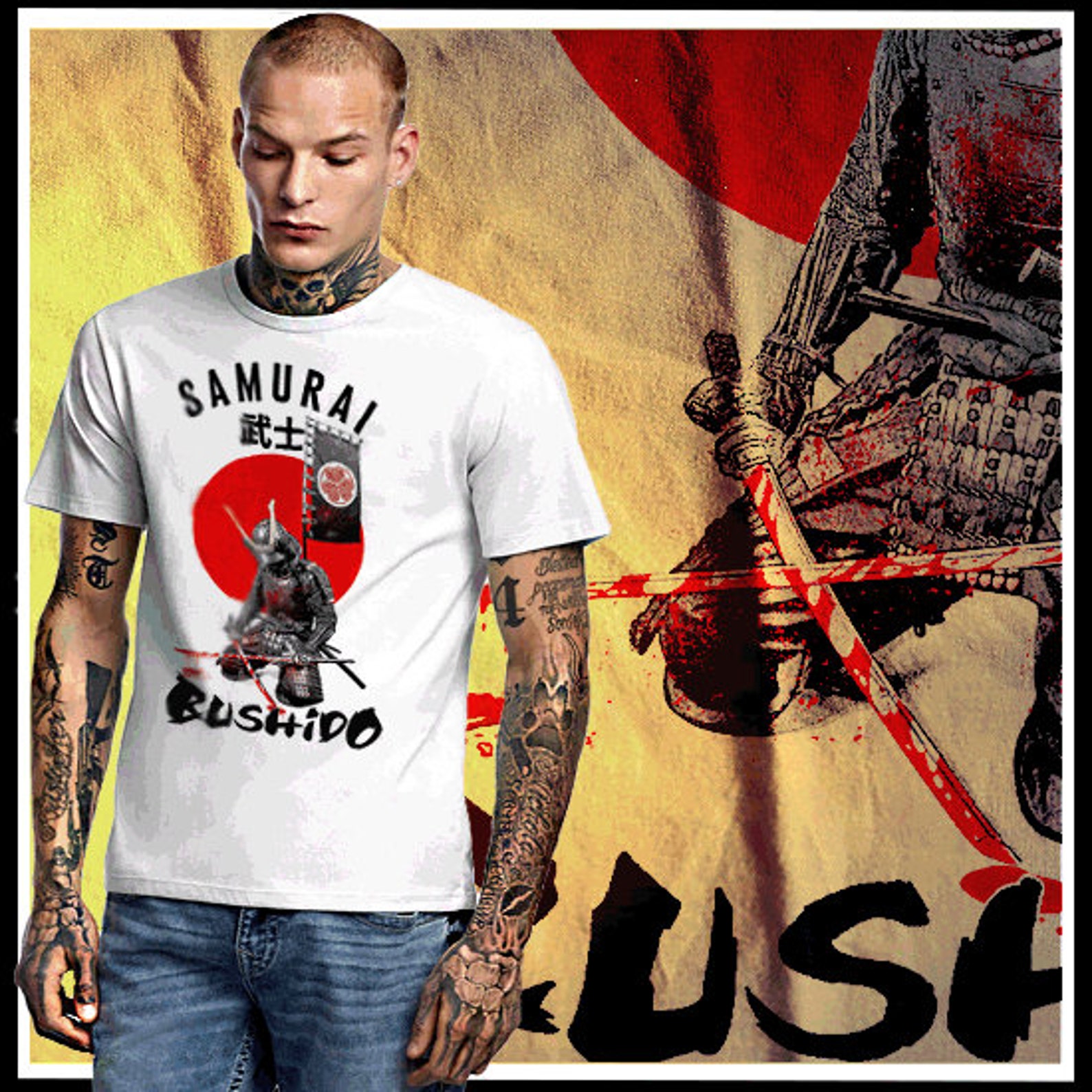 Wounded Japanese Samurai Warrior Holding Bloody Katanas in Battle - Etsy