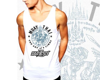 Muay Thai Tank Top Thai Boxing Diety Blue Yak Sant Circular | Etsy