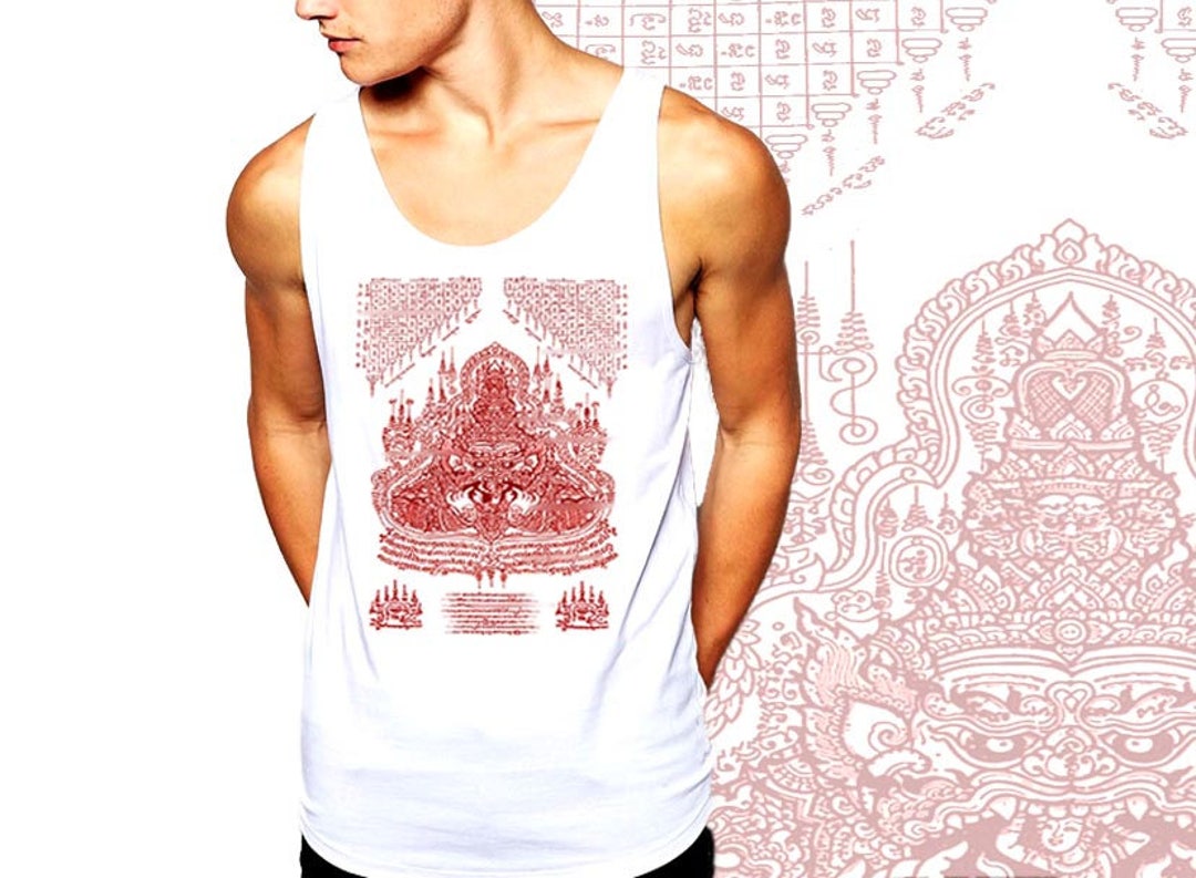 Muay Thai Tank Top Thai Boxing Diety Red Yak Sant Design Cotton Tank - Etsy