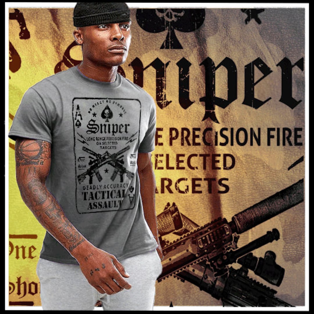 Military Sniper T-shirt Marksman SWAT Iraq Afghanistan Combat Veteran ...